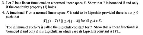 solved let t be a linear functional on a normed linear space
