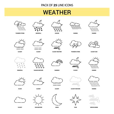Weather Line Icon Set 25 Dashed Outline Style 14327492 Vector Art At Vecteezy