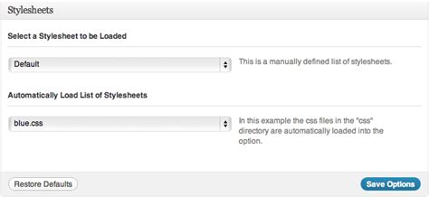 loading additional stylesheets from an options panel wp theming