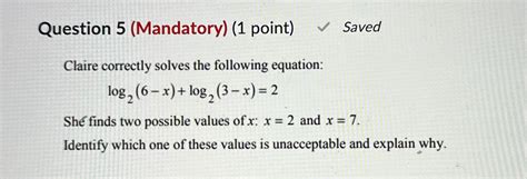 solved question 5 mandatory 1 ﻿point ﻿savedclaire