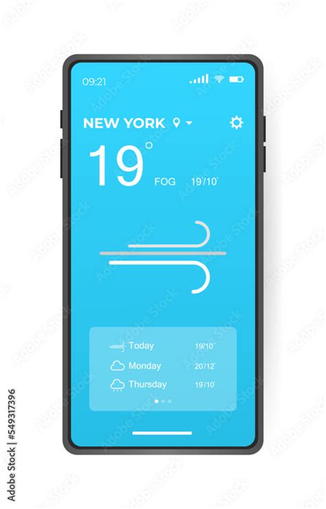 Mobile Weather App Interface Design Gui Elements For Weather Forecast Mobile App Realistic