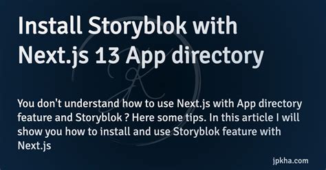 install storyblok with next js 13 app directory