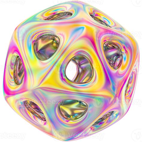 Abstract Geometric Holographic 3d Shape 30340291 Png