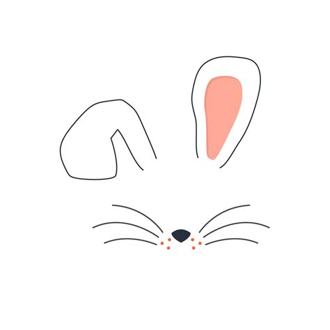 Cute Bunny Face Vector Illustration Bunny Ears And Tiny Muzzle With
