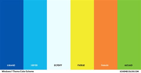 Windows 7 Theme Color Scheme Palettes