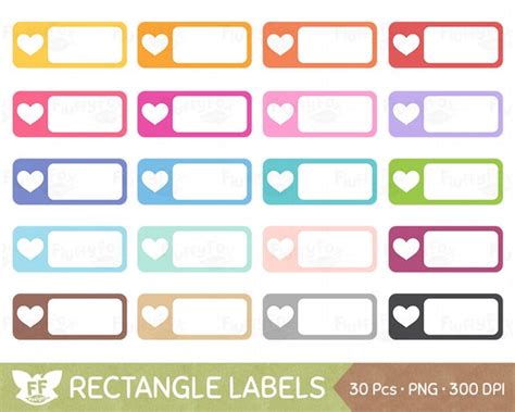 Rounded Rectangle Label Clipart Frame Clip Art Cute Blank Etsy