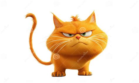 Angry Orange Cat Character Cartoon Style Large Eyes Fluffy Fur