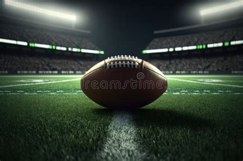 Football Field With Green Grass And Mountains In The Background
