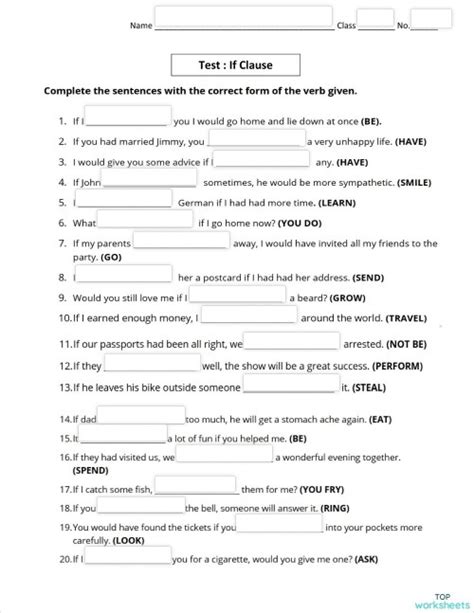 If Clause Test ใบงานเชิงโต้ตอบ Topworksheets