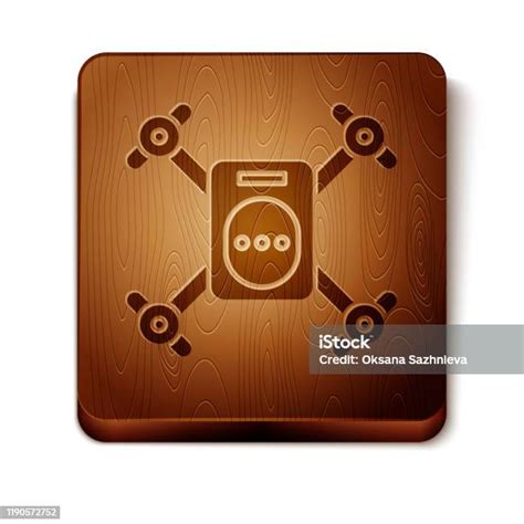 갈색 무인 항공기는 흰색 배경에 고립 된 액션 비디오 카메라 아이콘비행 비디오 및 사진 카메라 기호쿼드로 콥터 나무 사각형