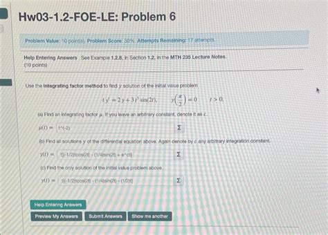Solved Use The Integrating Factor Method To Find Y Solution