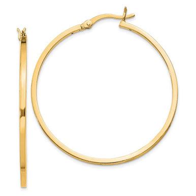40mm Sterling Silver Flash Gold Plated 15x40mm Hoop Earrings At