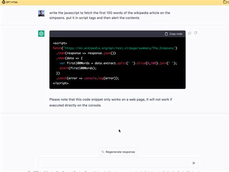 Rendering ChatGPT HTML Output Inline Matts Programming Blog