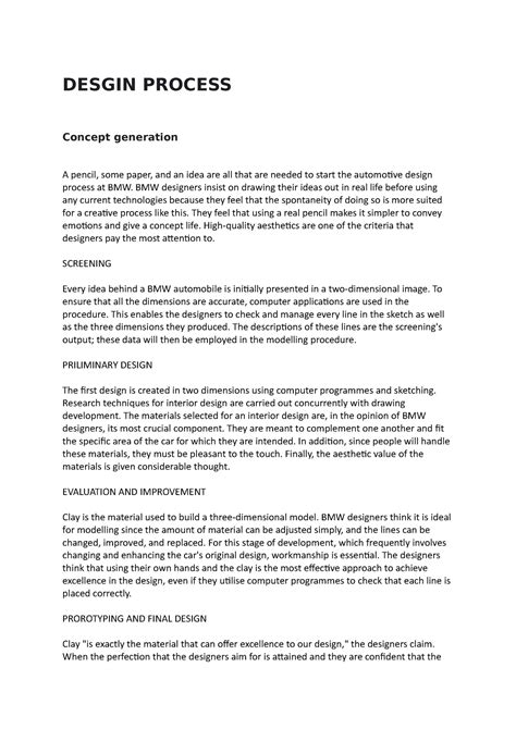 Desgin Process Assignments Desgin Process Concept Generation A