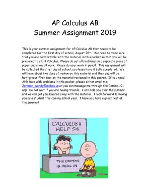 Fillable Online AP Calculus ABSummer Assignment Fax Email Print PdfFiller