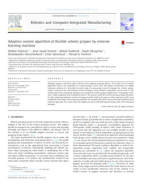 pdf adaptive control algorithm of flexible robotic gripper by extreme