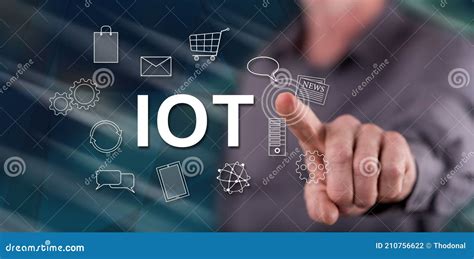 Man Touching An Iot Concept Stock Photo Image Of Finger Wireless