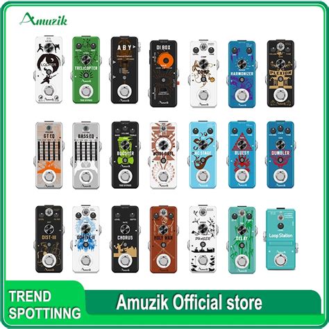 Amuzik 기타 이펙트 페달 쥐 왜곡 퍼즈 플랜저 페이저 딜레이 부스터 노이즈 게이트 코러스 전원 공급 장치