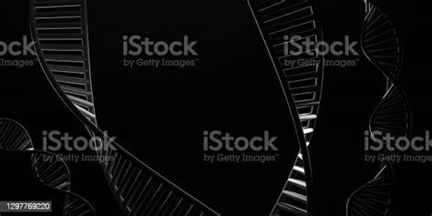 고립 된 검은 배경에 Dna 사슬 가장자리 표시등입니다 추상 분자 서열 배경 배너 3d 일러스트레이션 0명에 대한 스톡 사진 및 기타 이미지 Istock