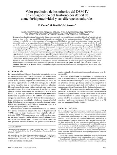 Pdf The Predictive Value Of Dsm Iv Criteria In The Diagnosis Of Attention Deficit