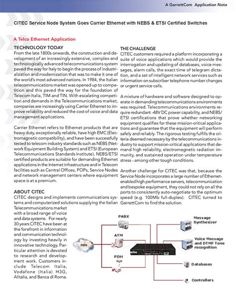 Service Node System Goes Carrier Ethernet With Nebs And Etsi C