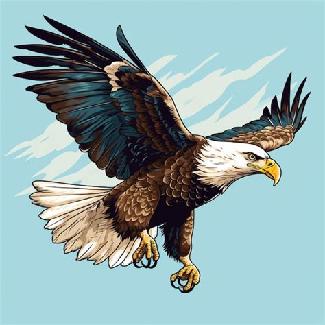 Premium Photo Bald Eagle Flying Drawing White Background Generative Ai