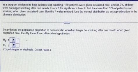 Solved In A Program Designed To Help Patients Stop Smoking