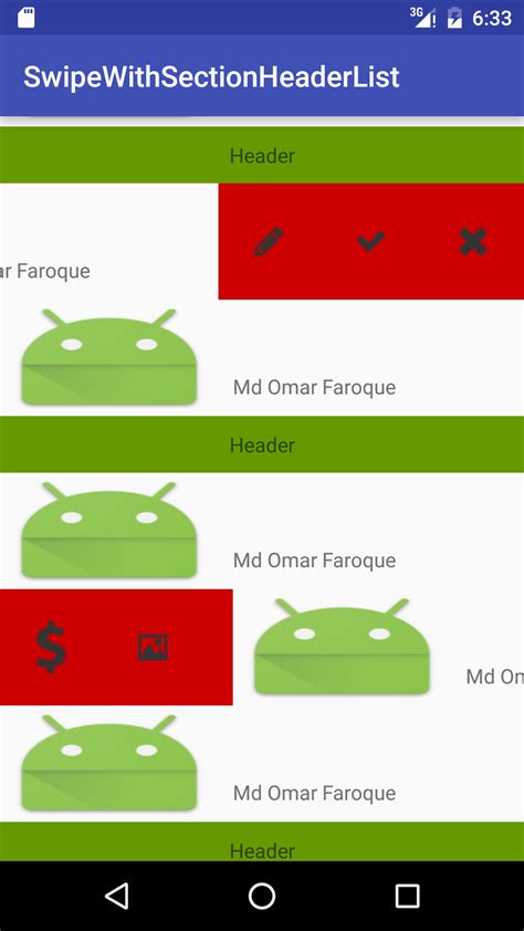 sectionheader with recyclerview and swipe to add edit delete androidtutorialmagic