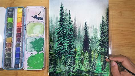 How To Draw Pine Tree Forest In The Rain Tutorial For Beginner Come To See My Online Class