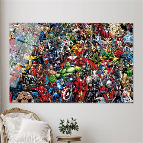 Marvel Wall Decor Marvel Heroes Wall Art Tempered Glass Game Room