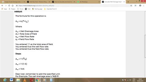 How To Calculate And Solve For A Well Drainage Area Nickzom Calculator