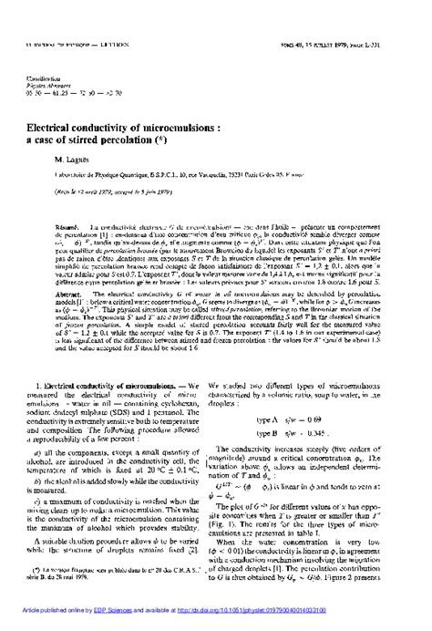 Pdf Electrical Conductivity Of Microemulsions A Case Of Stirred