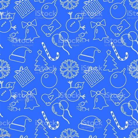 크리스마스 파란색 배경 손을 그려입니다 흰색 윤곽선입니다 평면 디자인 벡터 일러스트 레이 션 12월에 대한 스톡 벡터 아트 및