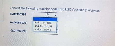 Solved Convert The Following Machine Code Into Risc V