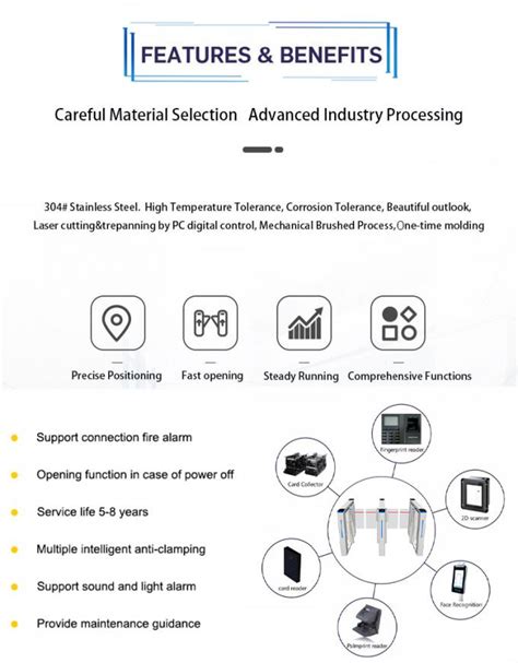 Pedestrian High Speed Gate Access Controller Automatic Sliding Barrier