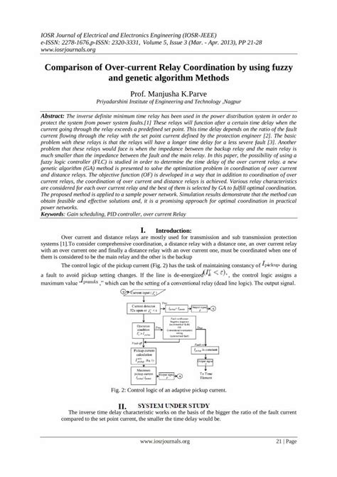 pdf comparison of over current relay coordination by using fuzzy and genetic algorithm methods