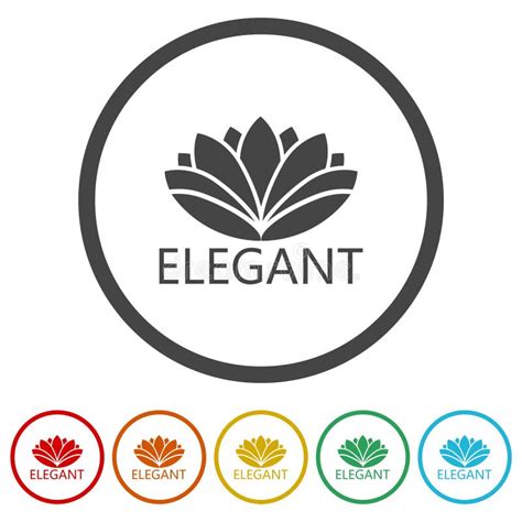 Lotus Elegant Logo Set Icons In Color Circle Buttons Stock Vector