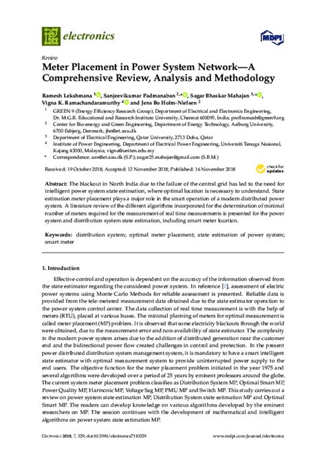 Pdf Meter Placement In Power System Network—a Comprehensive Review Analysis And Methodology