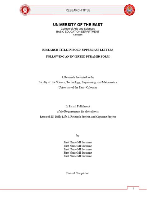 Capstone Template In Research Chapter 1to5 Pdf