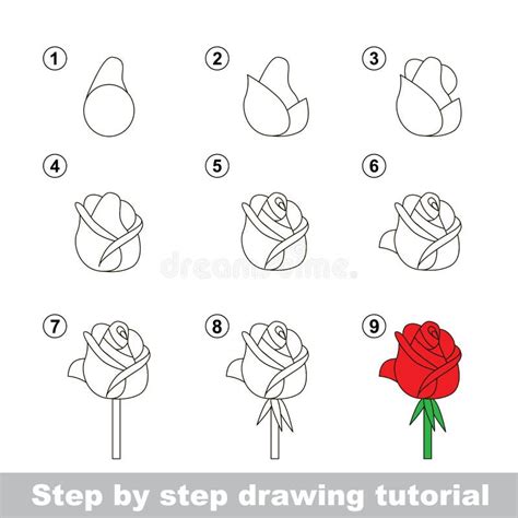 Drawing Tutorial How To Draw A Rose Stock Vector Illustration Of Game Page