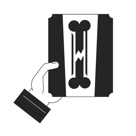 뼈 골절 X 선 스캔 Bw 개념 벡터 자리 그림을 들고 프리미엄 벡터