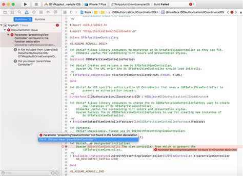 Ios Gtmappauth Presentingviewcontroller Not Found In The Function