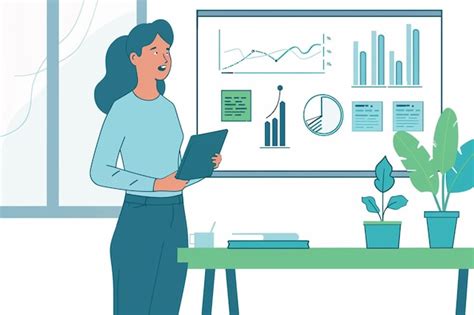 Woman Presenting Data On Whiteboard Premium Ai Generated Vector