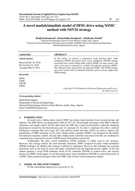 Pdf A Novel Matlabsimulink Model Of Dfig Drive Using Nsmc Method With Nsvm Strategy