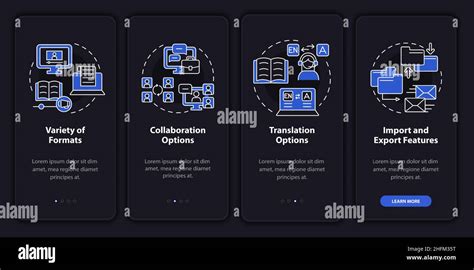 Elearning Platforms Features Night Mode Onboarding Mobile App Screen Stock Vector Image And Art