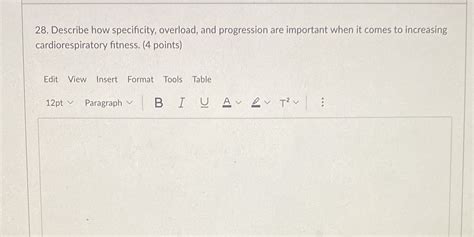 Solved 28 Describe How Specificity Overload And Progression Are