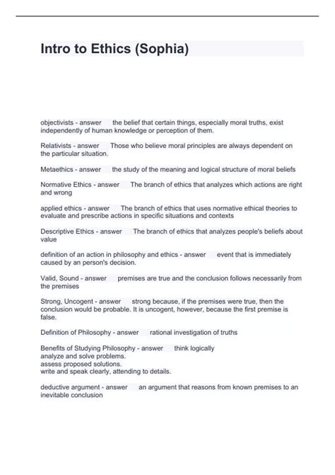 Intro To Ethics Sophia Questions And Answers 2024 Sophia Stuvia Us