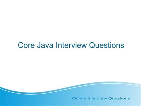Core Java Basics Ppt