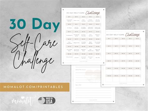 30 Day Self Care Challenge Printable Momalot