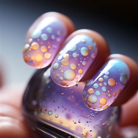 Premium Ai Image Bubble Bath Nails Design Pastel Colors Bubble Bokeh